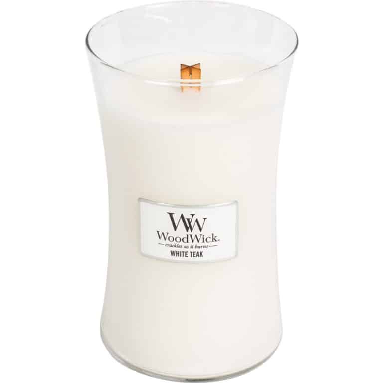 WoodWick White Teak Medium Candle - Kaars.nl | De online kaarsenwinkel