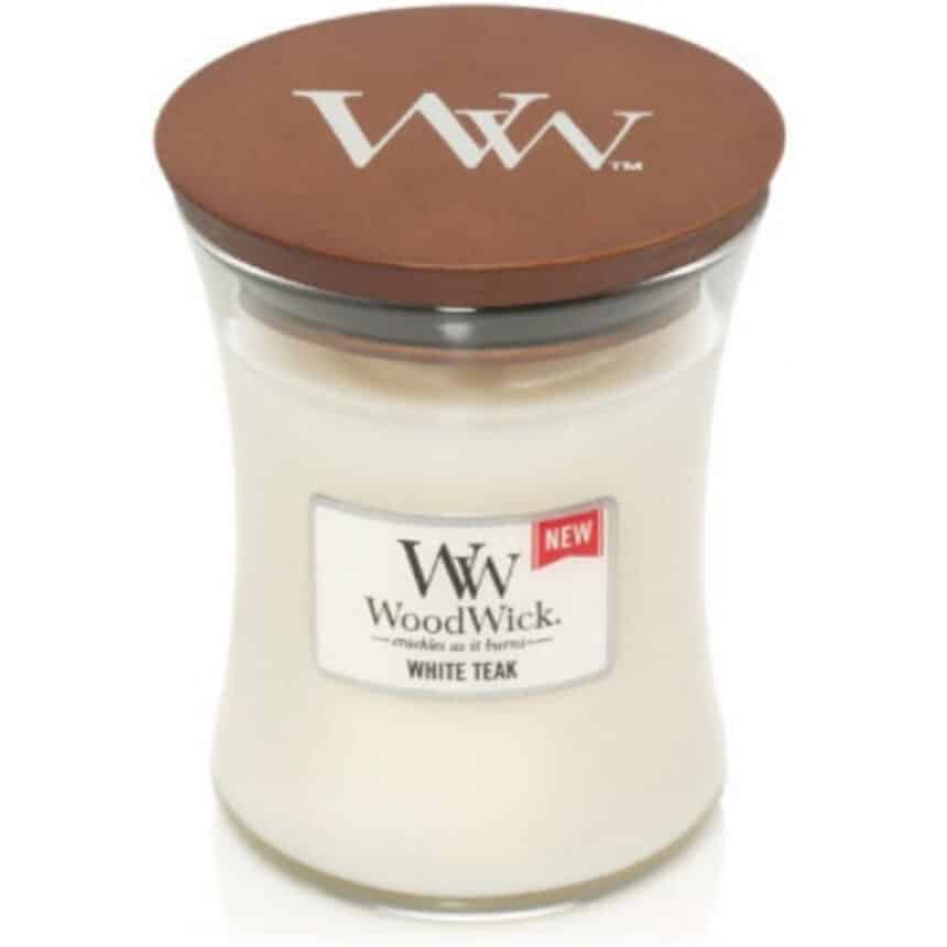 WoodWick White Teak Petite Candle - Kaars.nl | De online kaarsenwinkel